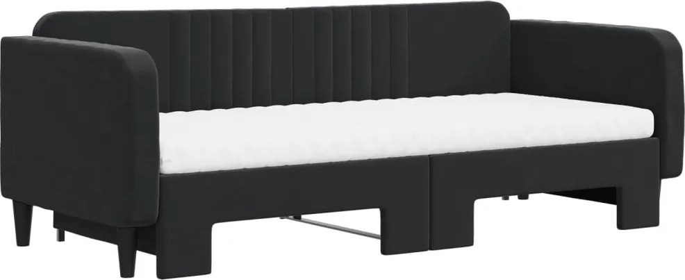 Válenda s přistýlkou a matracemi černá 90 x 200 cm samet 3197091
