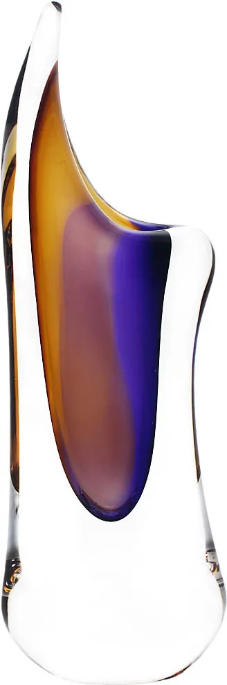 Skleněná hutní váza model 04, růžová a tyrkysová, 34 cm | České hutní sklo od Artcristal Bohemia