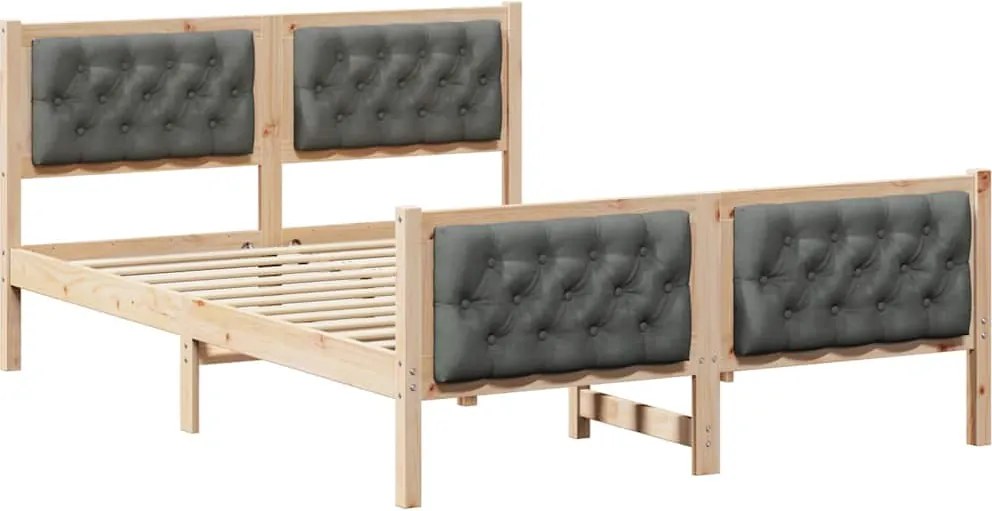 Rám postele s čelo Tmavě šedá 140 x 200 cm Masivní borové dřevo 3394289