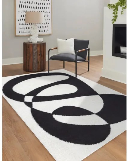 Dywany Łuszczów, Kusový koberec Mode 8531 abstract cream/black, 200x290, bílá, černobílá, kancelář