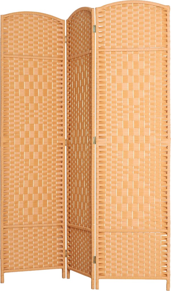 HOMCOM vnitřní paravan ze dřeva, 3-dílná skládací dělící stěna pro obývací pokoj, ložnici, 135 x 180 cm, světle hnědá