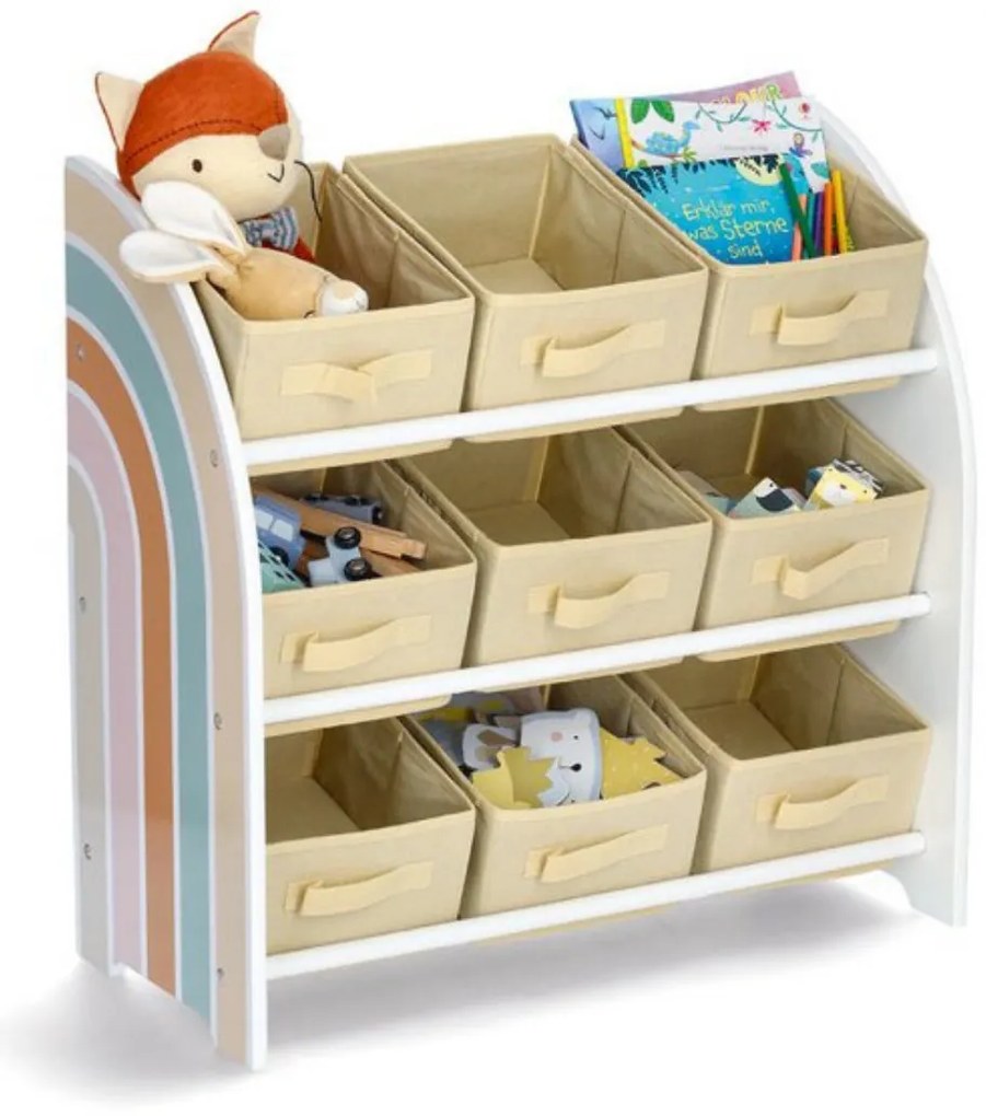 Zeller Present Dětský regál, organizér na hračky s 9 látkovými boxy, RAINBOW Biano.cz