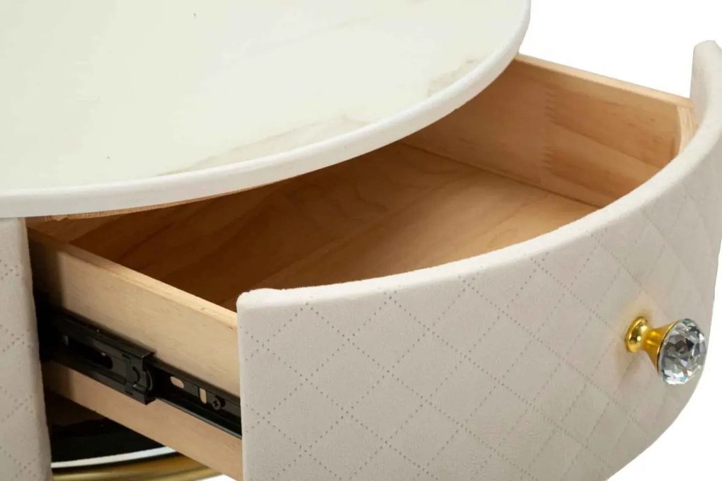 Designový toaletní stolek s taburetkou Xalvadora krémový