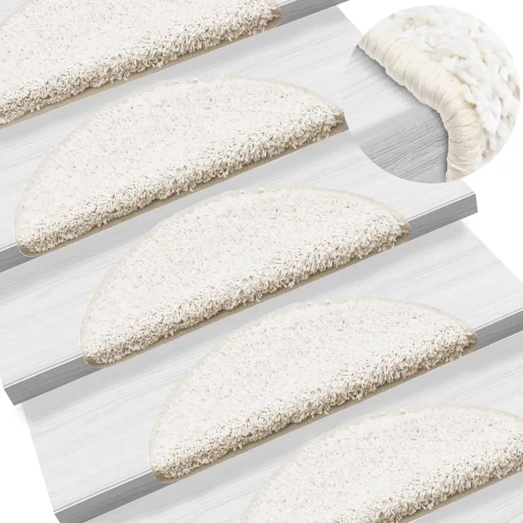 Schodové rohože 15 ks 56 x 17 x 3 cm bílé půlkulaté 133898