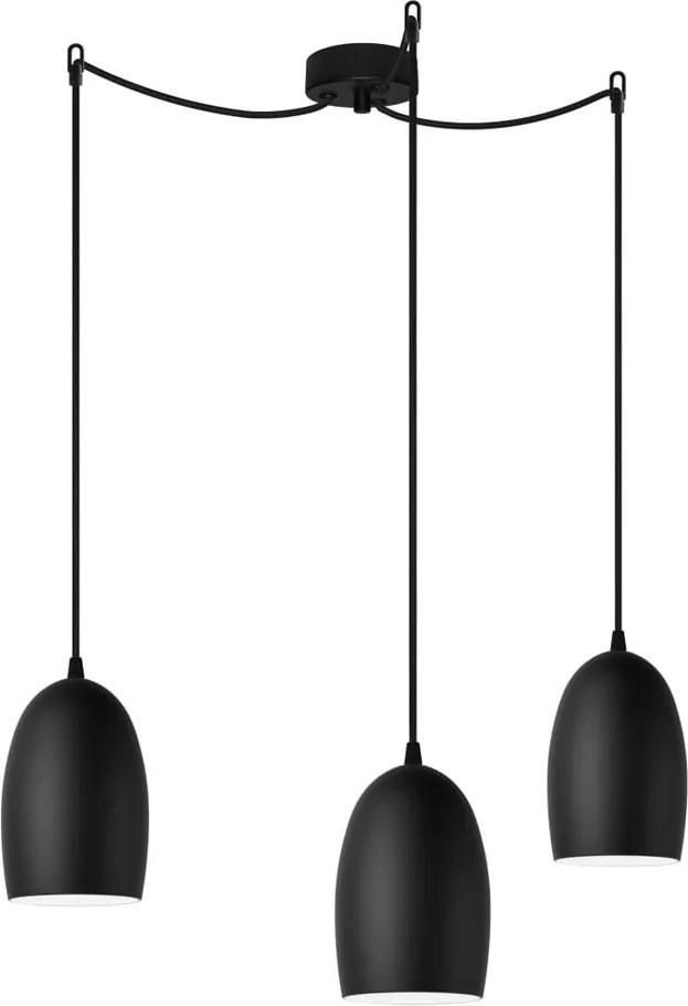 Černé trojramenné závěsné svítidlo Sotto Luce UME Elementary Matte, ⌀ 13,5 cm