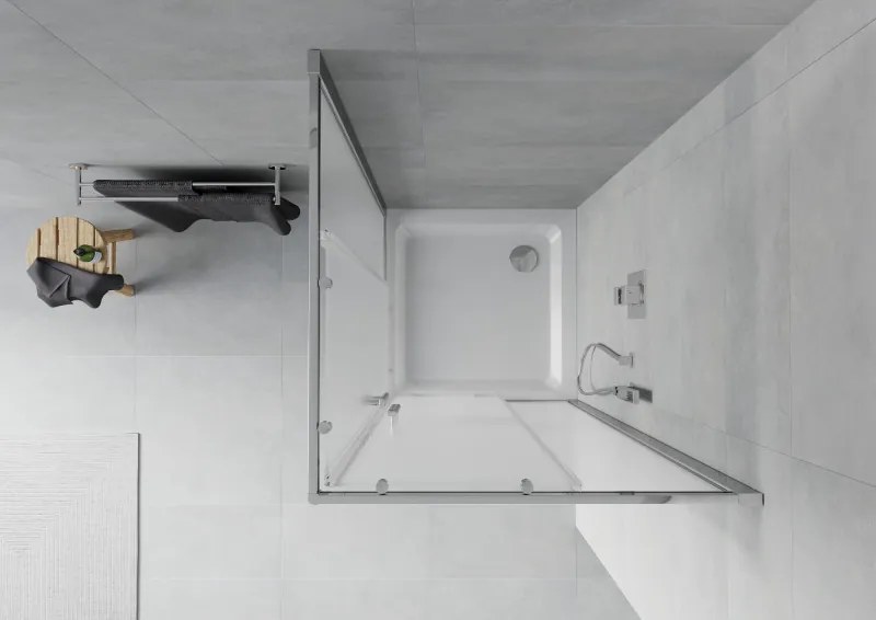Mexen Rio čtvercový sprchový kout 90 x 90 cm, 5mm sklo, sklo námraza, chromový profil + slim sprchová vanička 5cm, 860-090-090-01-30-4010