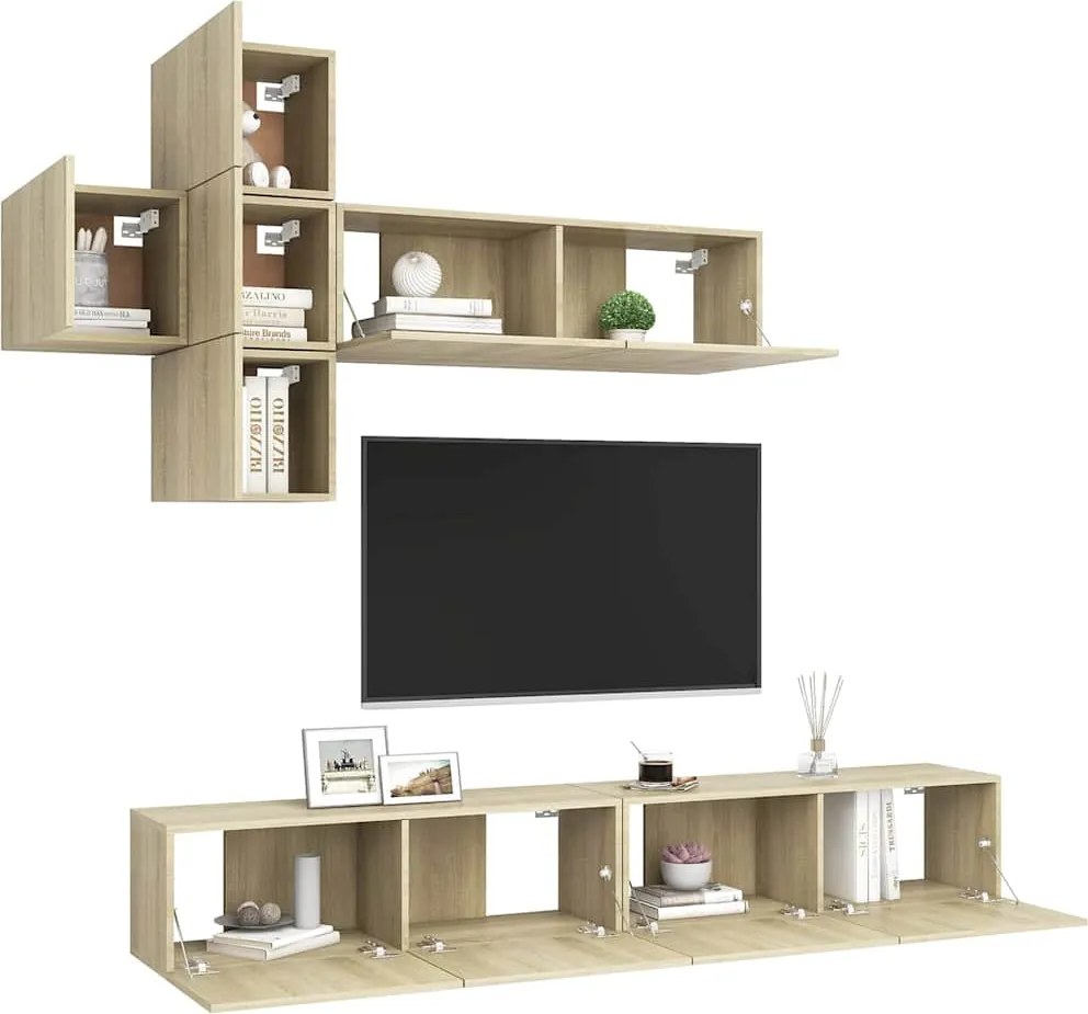 7dílný set TV skříněk dub sonoma kompozitní dřevo 3079024