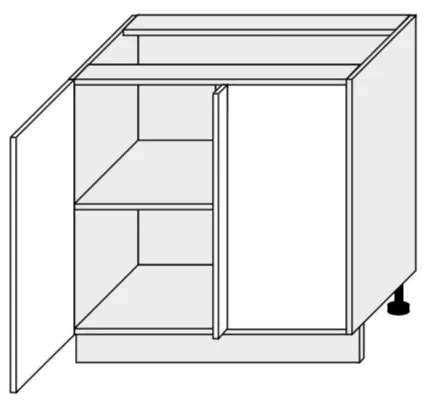 EXTOM Skříňka dolní rohová MALMO D13 U Korpus:: GREY, Dvířka:: permbroke