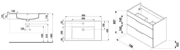 JIKA H4537621763001 - Koupelnová skříňka s umyvadlem CUBE 80 cm bílá