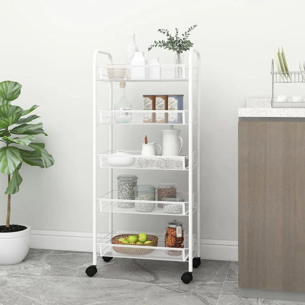 Kuchyňský vozík s 5 patry bílý 46 x 26 x 105 cm železo 336329
