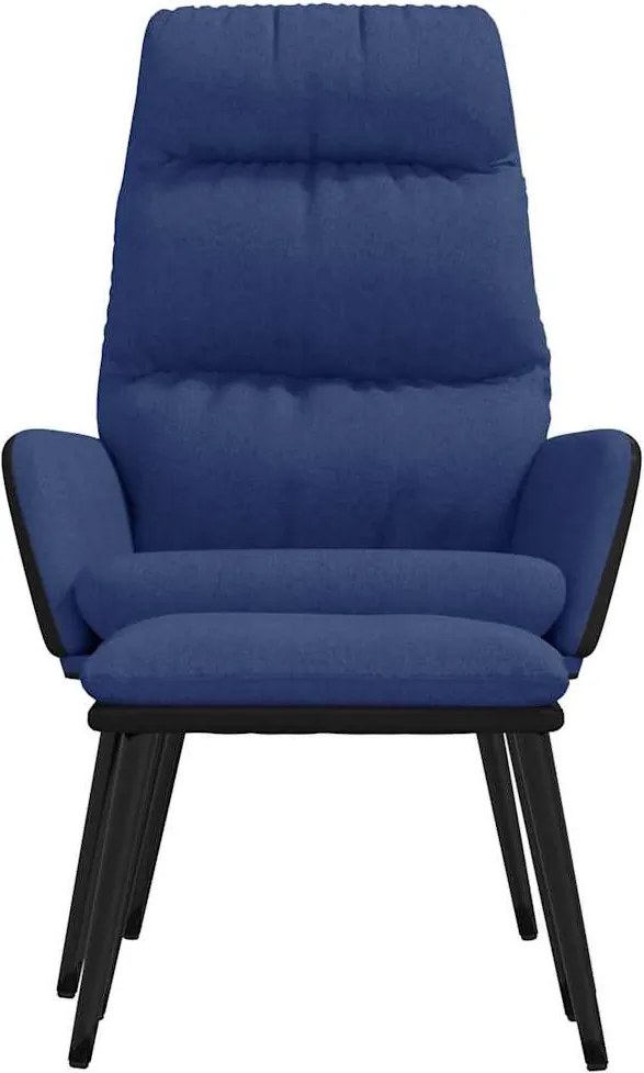Relaxační křeslo se stoličkou modré textil a umělá kůže 3097510
