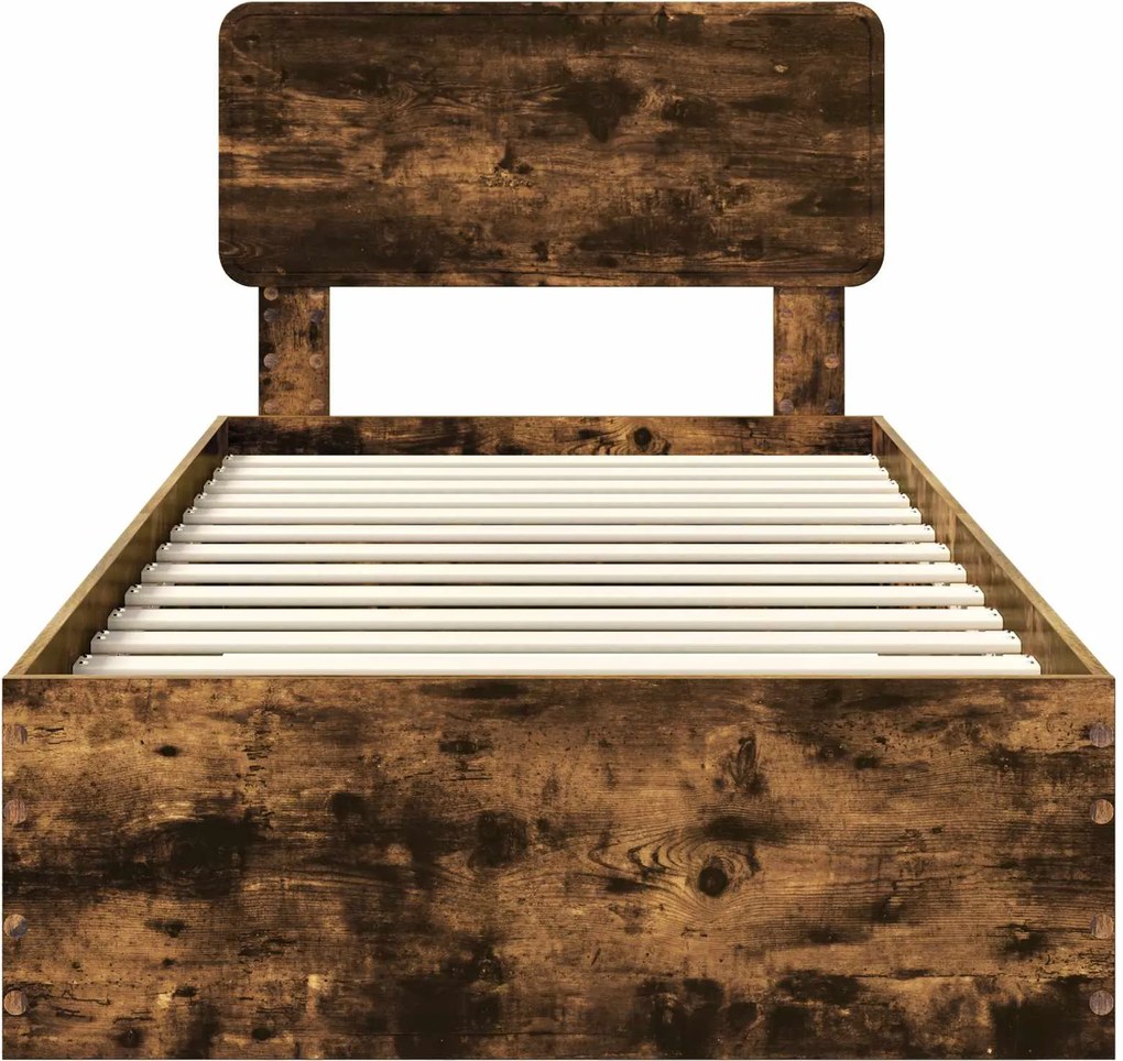 Rám postele s čelo Kouřový dub 90 x 190 cm Kompozitní dřevo 3412431