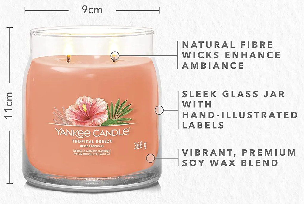 Yankee Candle vonná svíčka Signature ve skle střední Tropical Breeze 368g