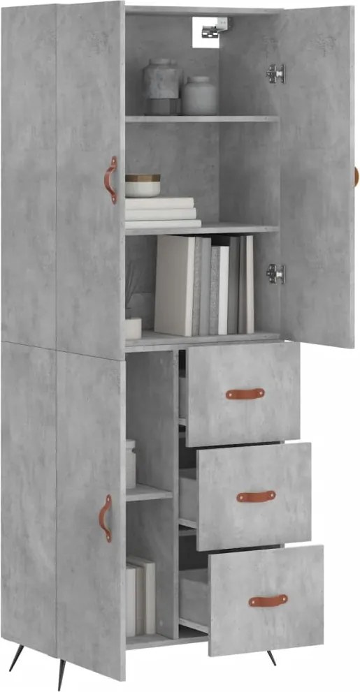 Skříň highboard betonově šedá 69,5x34x180 cm kompozitní dřevo 3195879