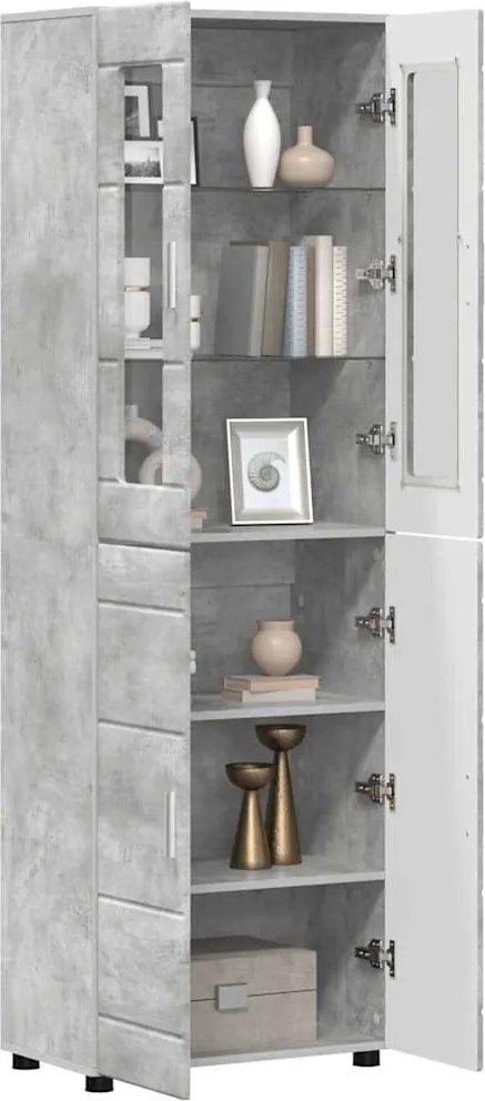 Vysoký bufet FLORIN 60 x 35 x 182 cm Betonově šedá 3397917