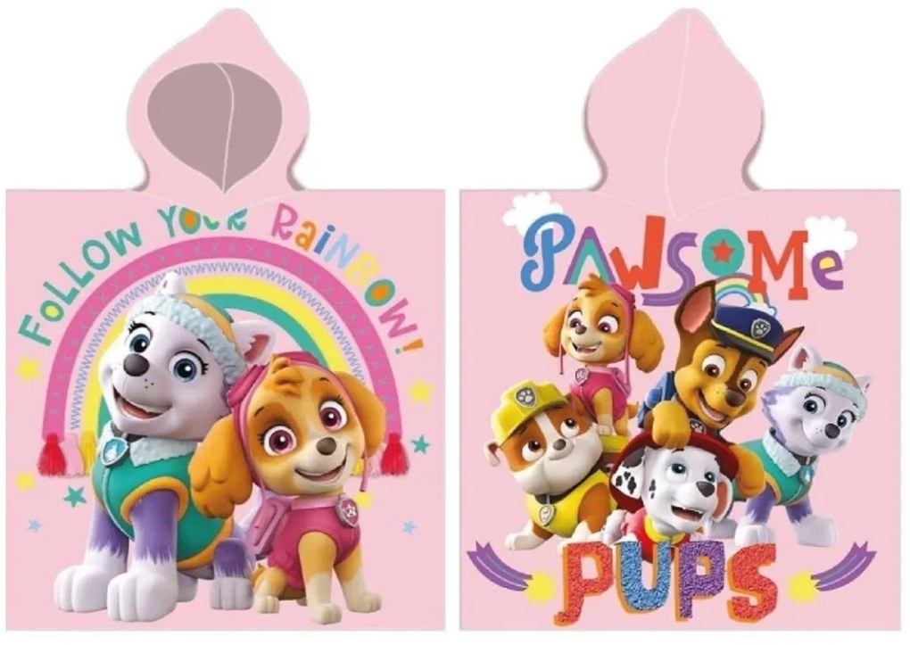 Dětské pončo PAW PATROL růžový 55x110cm Setino