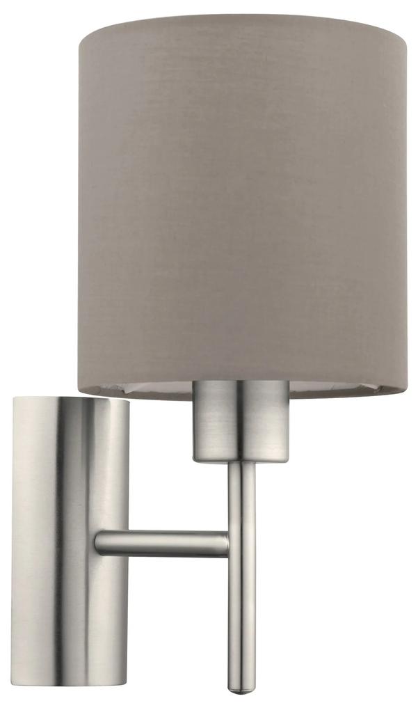 Eglo 94925 PASTERI grey + brown - Nástěnná textilní lampička s vypínačem + Dárek LED žárovka