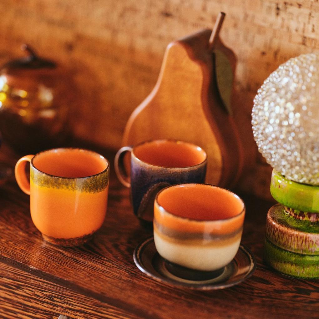 HK living Hrnek Coffee Mug Liberica 70's – 200 ml, oranžová barva, keramika
