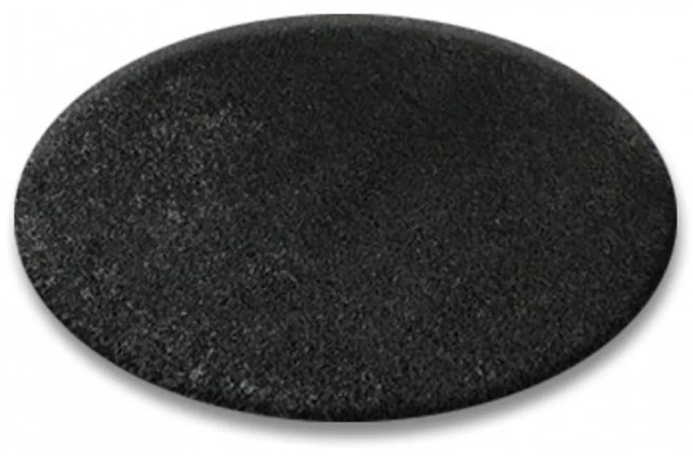 Kusový koberec Shaggy Roy černý kruh 120cm