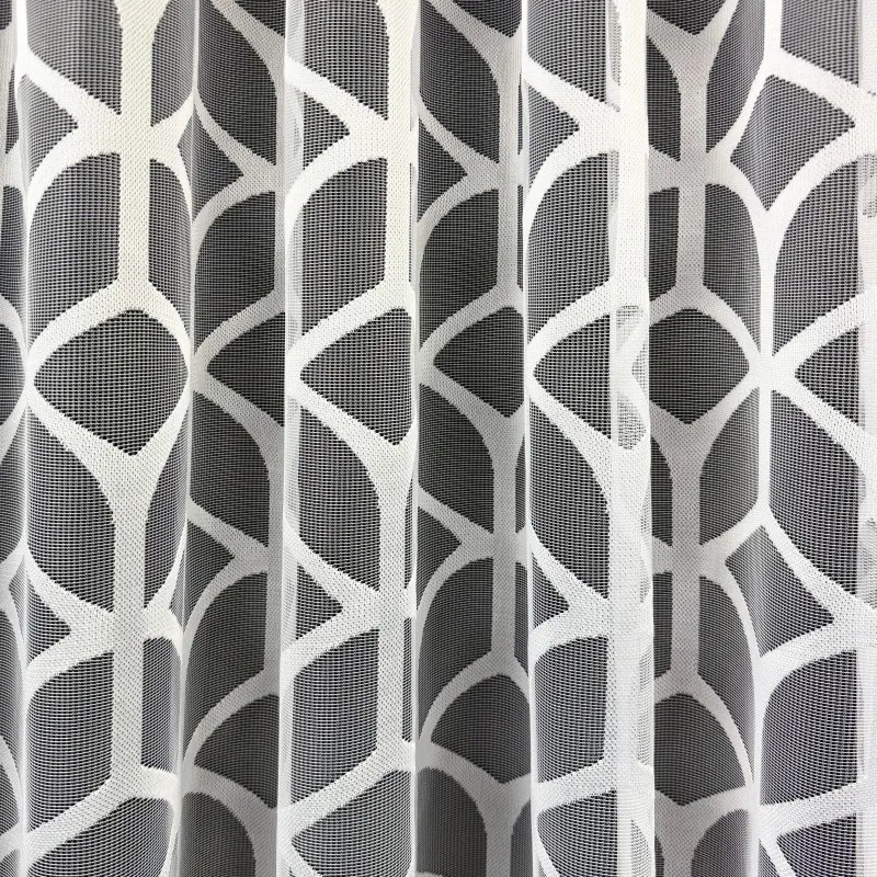 Luxusní žakárová záclona s olůvkem Geometry bílá metráž Ervi 4492