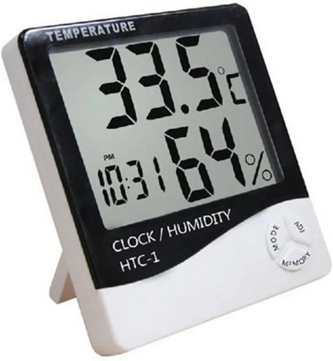 ISO LCD elektronický teploměr a vlhkoměr, hodiny + budík | BIANO