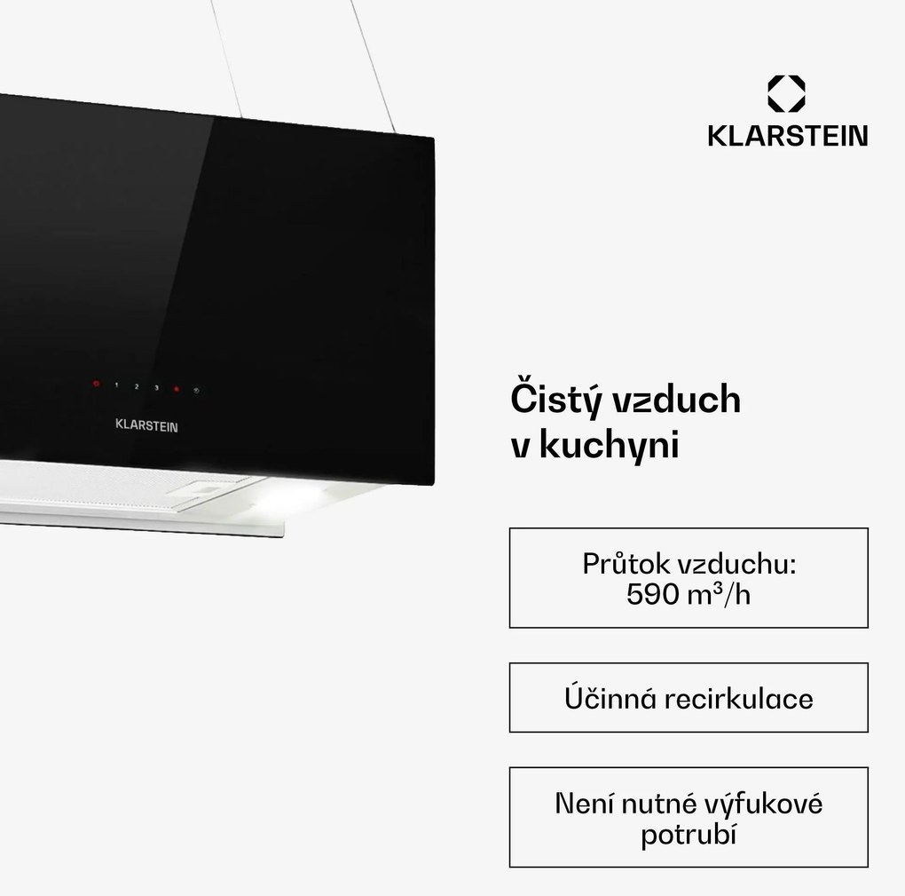 Klarstein Kronleuchter L, digestoř, 60 cm, ostrůvková, 577 m³/h, dotyková, LED, černá
