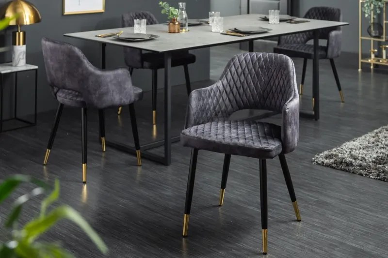 Designová židle Laney šedý samet - skladem