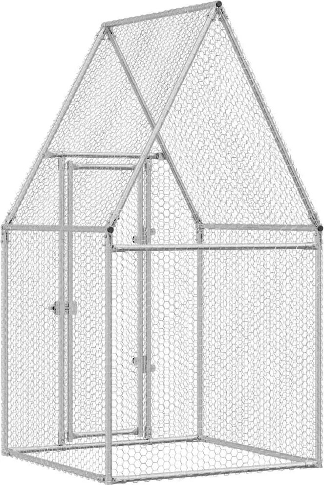 Klec pro kuřata stříbrná 100 x 100 x 190 cm pozinkovaná ocel 172549