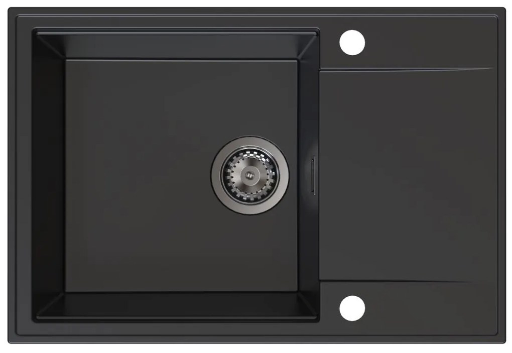 Sink Quality Sink55, kuchyňský granitový dřez 680x460x215 mm + grafitový sifon, černá, SKQ-SINK.C.1KDO.XB