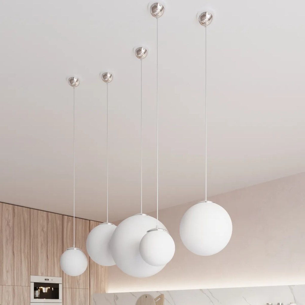 Závěsné svítidlo Ugo, 1x bílé skleněné stínítko, (fi 30 cm), ch