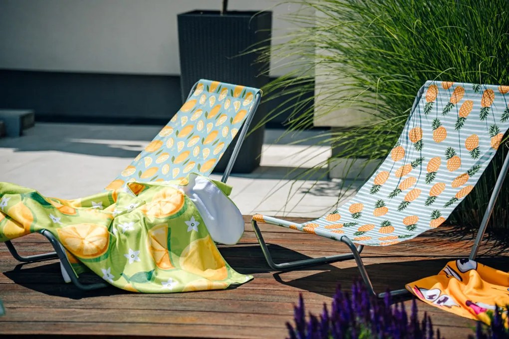 Sada 2 ks skládacích plážových lehátek SAND PINEAPPLE, barevné