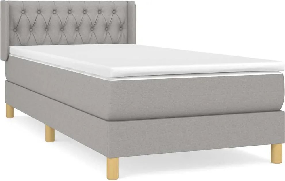 Box spring postel s matrací světle šedá 90x200 cm textil 3130481