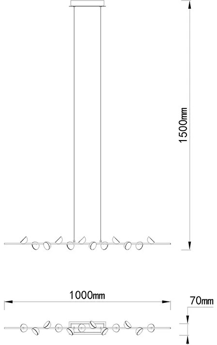 Mantra Adn, závěsné svítidlo, 36W 3000K, bílá, délka 100cm