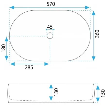 REA-U0600 - Umyvadlo na desku ALMA 36x57 cm keramika/lesklá bílá