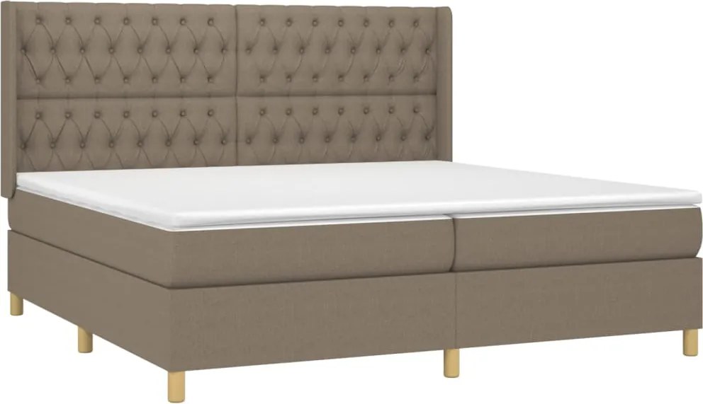Box spring postel s matrací a LED taupe 200x200 cm textil 3139145