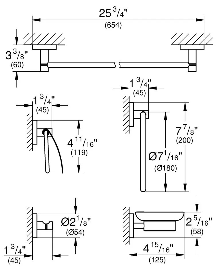 Grohe Essentials - Sada doplňků do koupelny 5 v 1, chrom 40344001