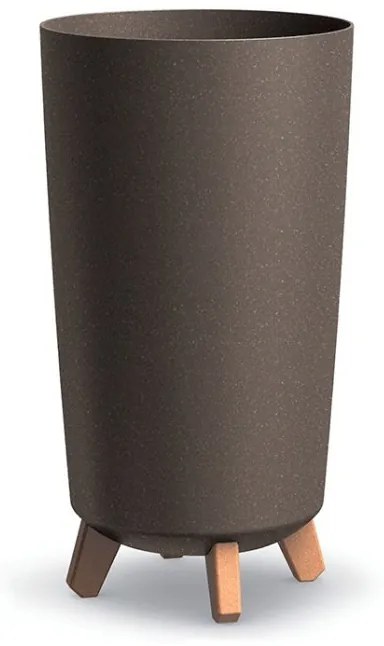 PROSPERPLAST Květináč - GRACIA TUBUS SLIM Eco Wood Průměr: 19,5 cm, Barva: antracit