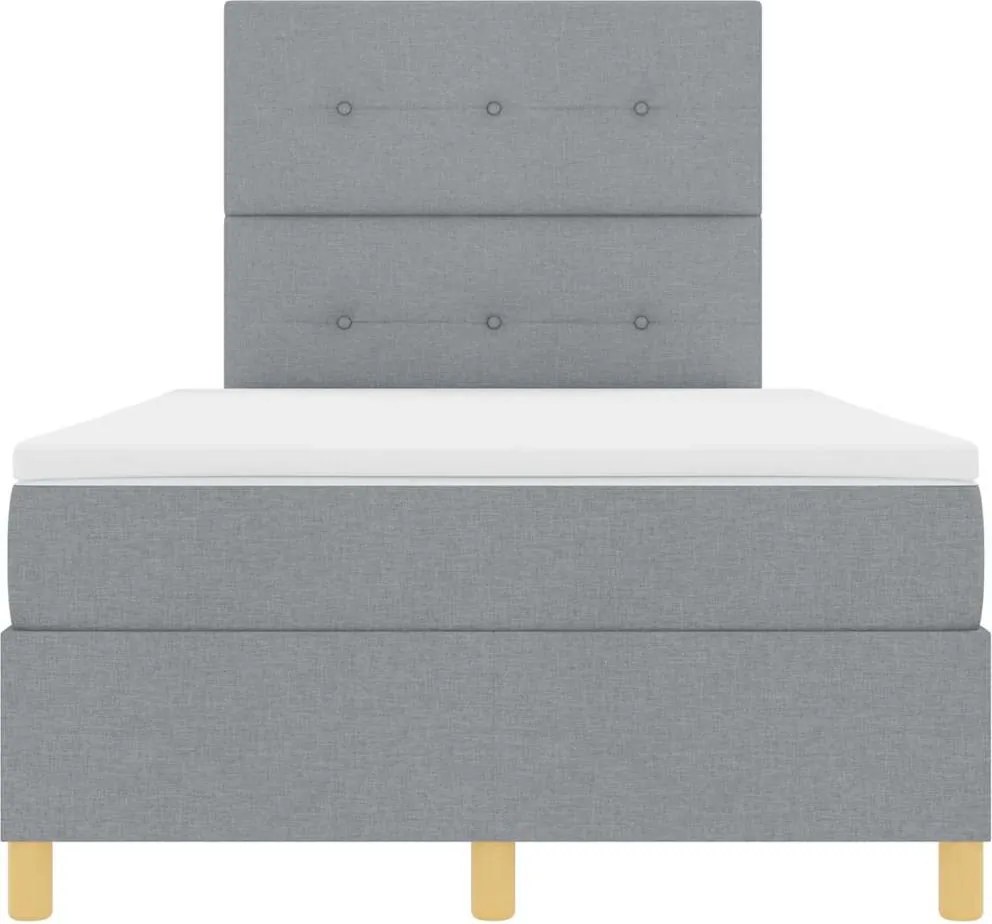Postel s boxspringem s čelo Světle šedá 120 x 200 cm textil 3339609