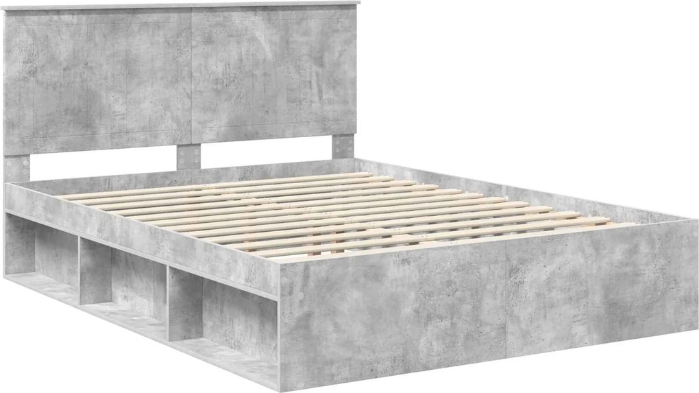 Rám postele Betonově šedá 150 x 200 cm Masivní borové dřevo 3410995