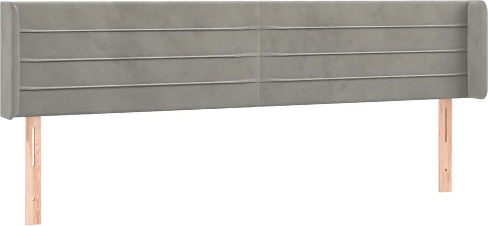Čelo postele typu ušák světle šedé 163x16x78/88 cm samet 3118962