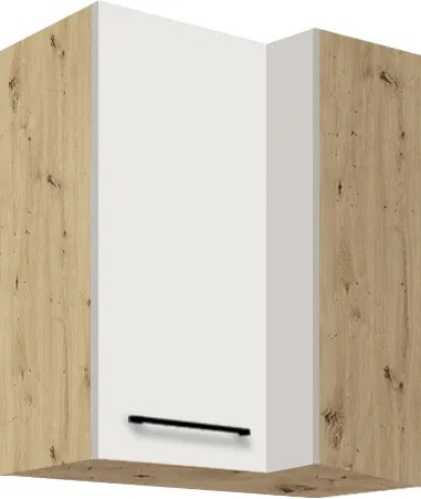 Horní rohová kuchyňská skřínka Infinity 44G, levá Barevné provedení: Infinity - latte lesk, wood, Zvolte korpus: Dub sonoma