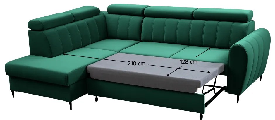 Kondela Rozkládací sedací souprava, smaragdová, levá, KORIO L