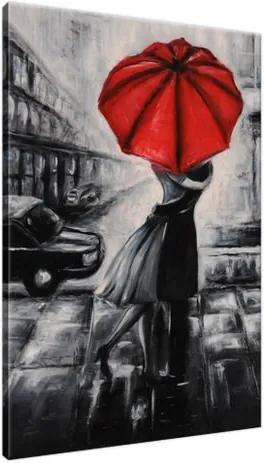 Ručně malovaný obraz Červený polibek v dešti 70x100cm RM2433A_1AB