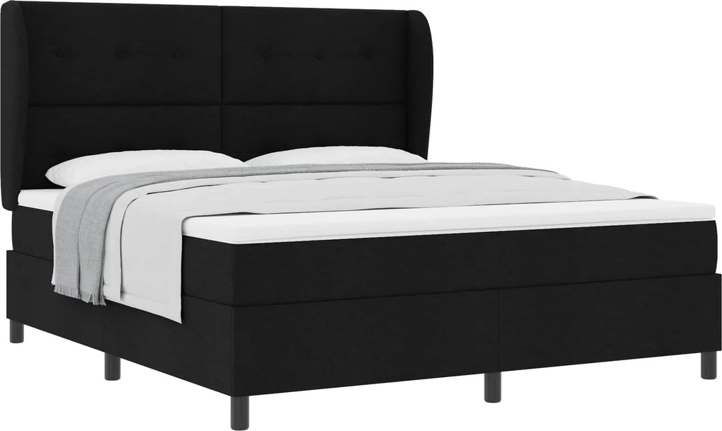 Postel s boxspringem s čelo Černá 180 x 200 cm textil 3340580