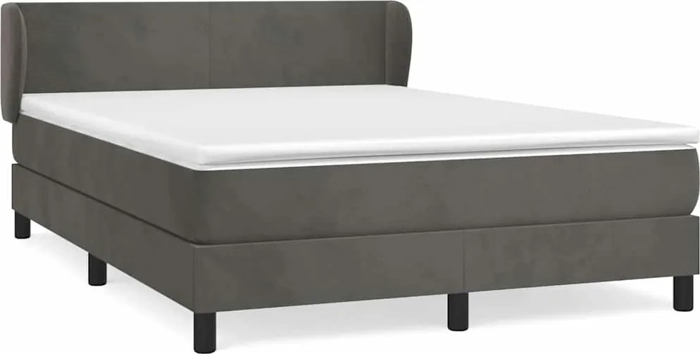 Box spring postel s matrací tmavě šedý 140 x 190 cm samet 3127368