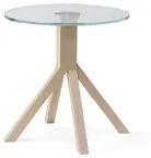 BILLIANI - Kulatý stůl s dřevěnou podnoží a skleněnou deskou GRAPEVINE GLASS 785