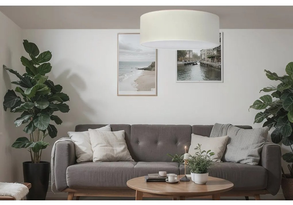 Stropní svítidlo Gaja, 1x krémové textilní stínítko, (bílé plexisklo), (fi 40cm)
