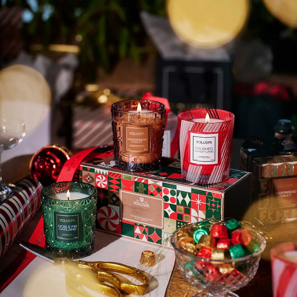 Voluspa dárková sada vánočních svíček Holiday Essentials Trio, 3x184 g