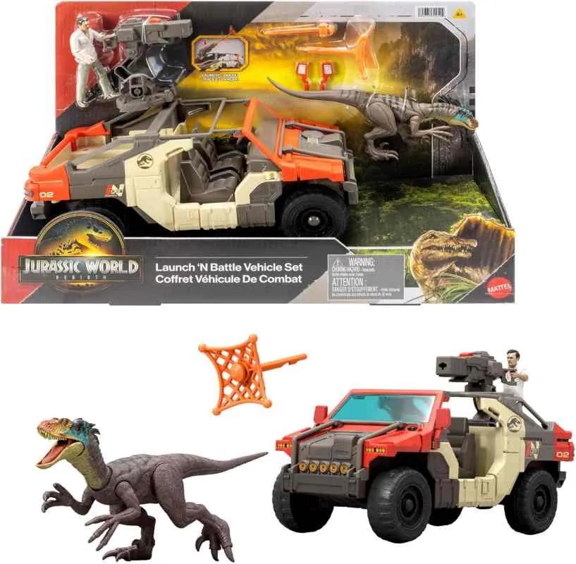 Jurassic world super auto s řidičem a dinosaurem