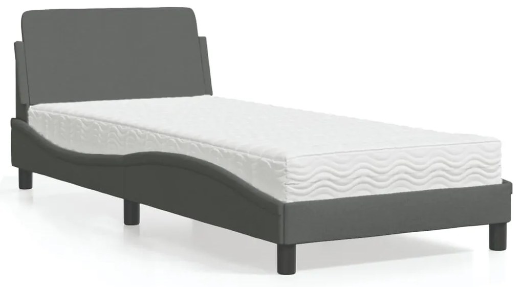 Postel s matrací Dover tmavě šedá 90 x 190 cm textil 3208305